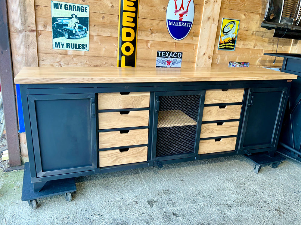 Buffet industriel sur mesure 8 tiroirs et 3 portes design industriel ...