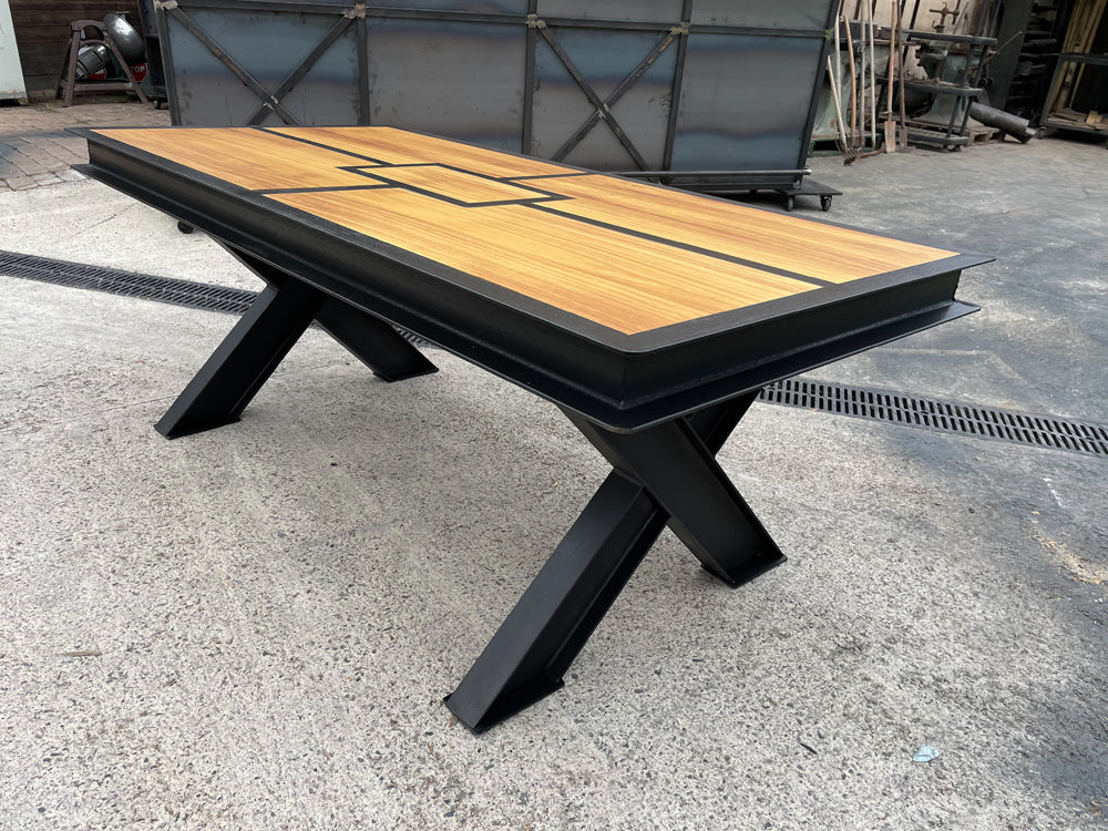 Table cerclage IPN table industrielle sur mesure en bois et métal – BROCANTETENDANCE