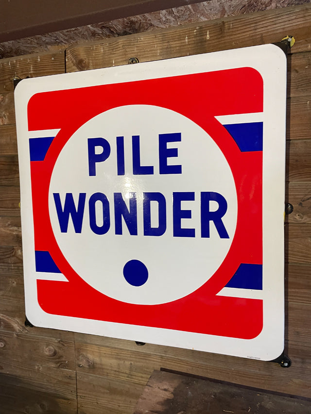 Grande plaque émaillée PILE WONDER – BROCANTETENDANCE