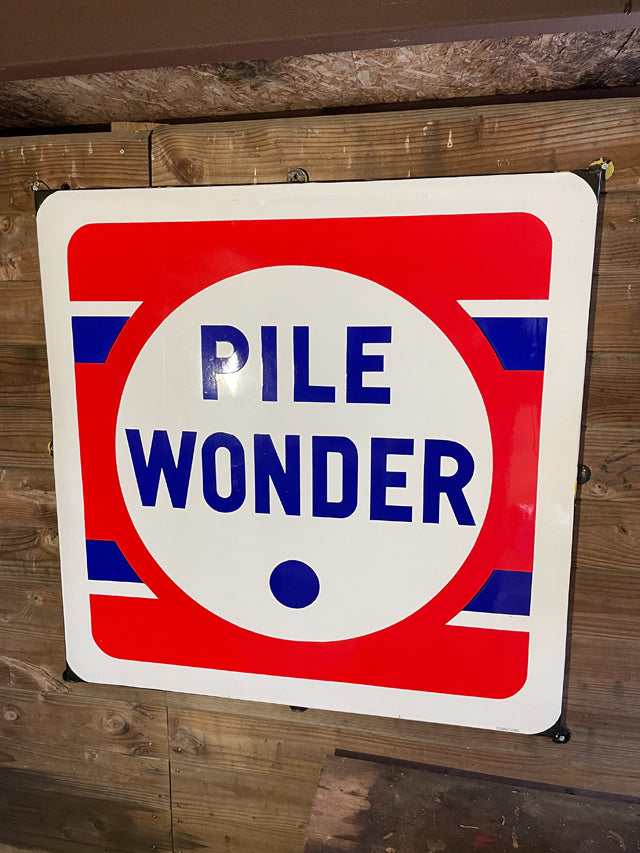 Grande plaque émaillée PILE WONDER – BROCANTETENDANCE